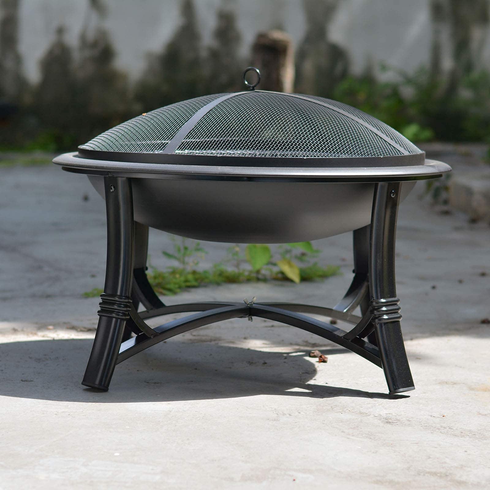 Firepit Table for Outside, Wood Burning Pit, Multifunctional Fire Pit Table, Round with Spark Screen Cover for Camping, Outdoor Heating, Bonfire