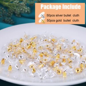 Earring Backs, Kerryjewl 100pcs Flat Earring Backs for Studs/Droopy Ears, Hypoallergenic Secure Screw on Earring Backs Earring Backings Earring Backs for Heavy Earring(Gold)