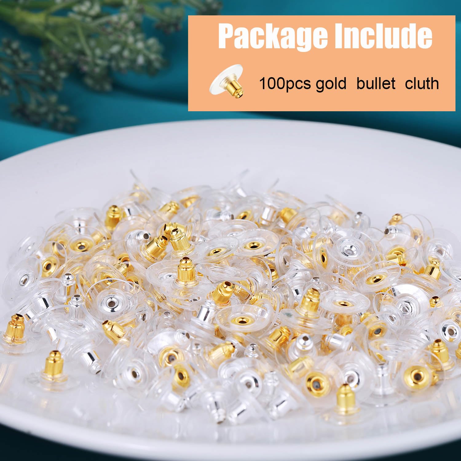 Earring Backs, Kerryjewl 100pcs Flat Earring Backs for Studs/Droopy Ears, Hypoallergenic Secure Screw on Earring Backs Earring Backings Earring Backs for Heavy Earring(Gold)