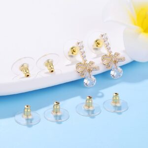 Earring Backs, Kerryjewl 100pcs Flat Earring Backs for Studs/Droopy Ears, Hypoallergenic Secure Screw on Earring Backs Earring Backings Earring Backs for Heavy Earring(Gold)