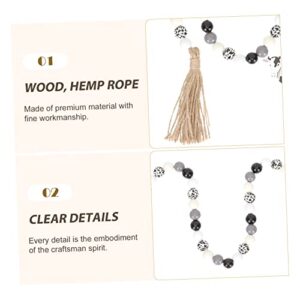 Artibetter 4pcs String Rope Wooden Beads Home Tassels Decor Rustic Garland Hanging Farmhouse Beads Delicate Wooden Beads Wooden Beads Garlands Decor for Home Country Style Spring Beads