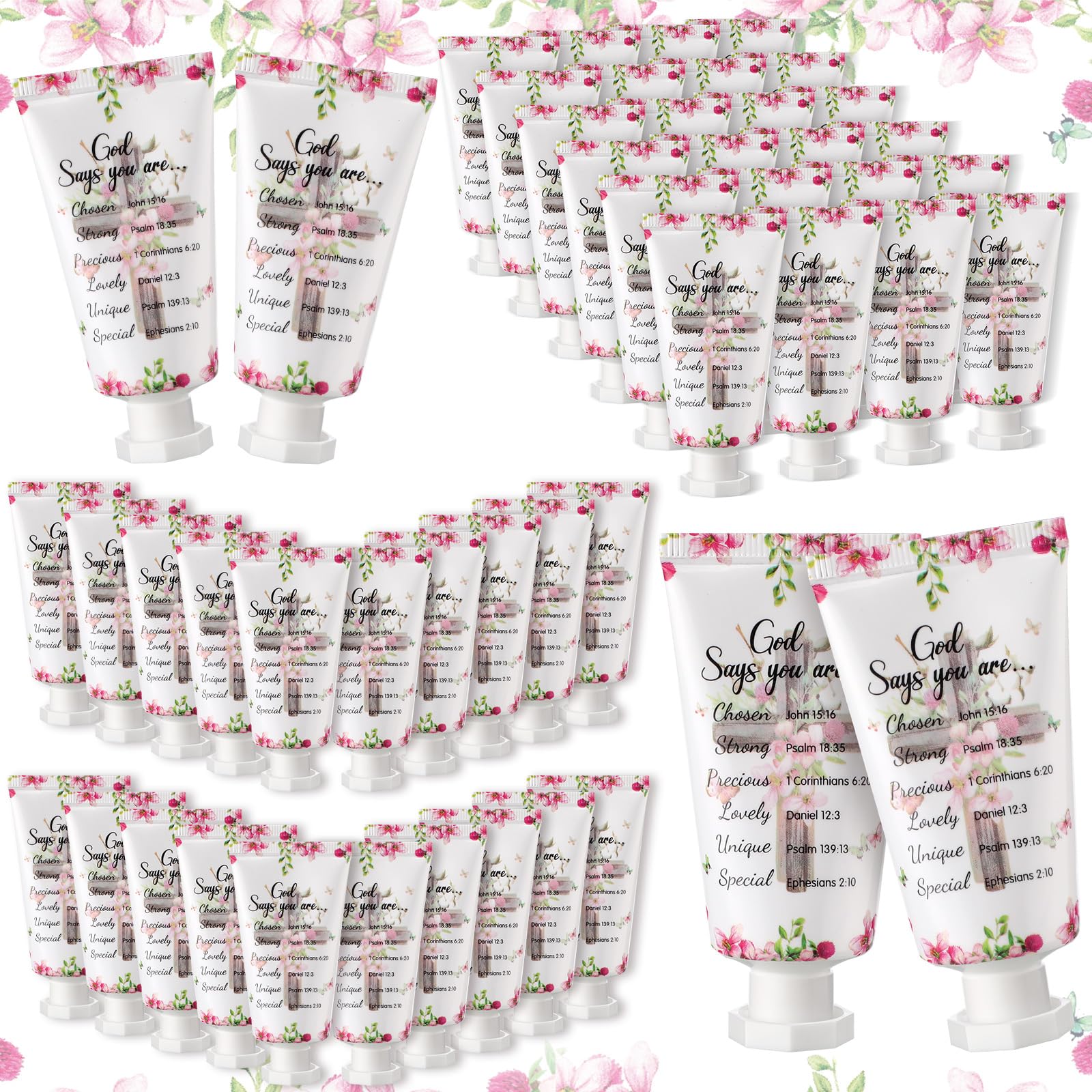 Heigble 50 Pack Hand Lotion Bulk Gifts Travel Size Summer Hand Cream Christian Gift Bulk for Church Hand Cream for Homeless Nursing Home Non Beneficial Appreciation Gifts for Coworker