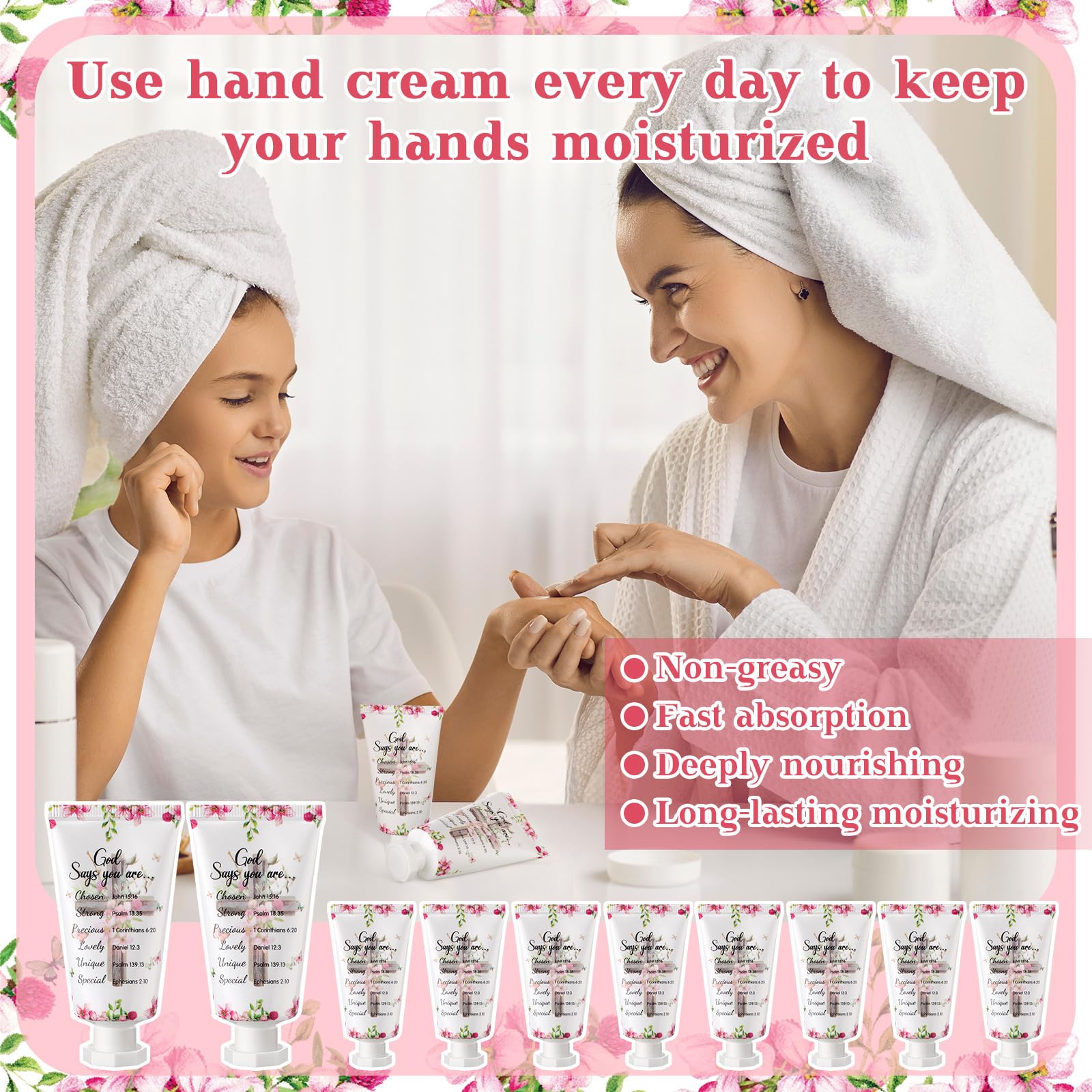 Heigble 50 Pack Hand Lotion Bulk Gifts Travel Size Summer Hand Cream Christian Gift Bulk for Church Hand Cream for Homeless Nursing Home Non Beneficial Appreciation Gifts for Coworker