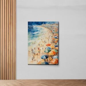 Abstract Summer Samsung Frame TV Art, People At The Beach Scene, Vintage Coastal print, Canvas Prints, Art Print