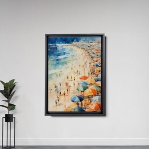 Abstract Summer Samsung Frame TV Art, People At The Beach Scene, Vintage Coastal print, Canvas Prints, Art Print