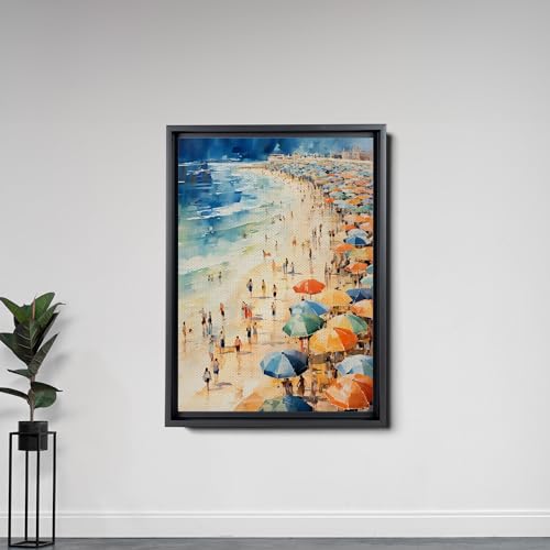 Abstract Summer Samsung Frame TV Art, People At The Beach Scene, Vintage Coastal print, Canvas Prints, Art Print