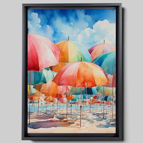 Abstract Summer Samsung Frame TV Art, People At The Beach Scene, Vintage Coastal print, Canvas, Art Print