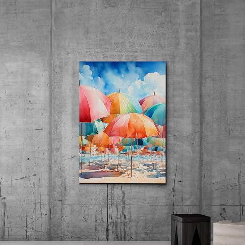 Abstract Summer Samsung Frame TV Art, People At The Beach Scene, Vintage Coastal print, Canvas, Art Print