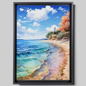 abstract summer samsung frame tv art, people at the beach scene, vintage coastal print, decor canvas, wall decor