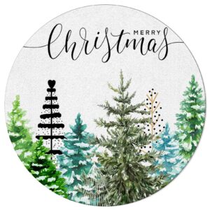 forest christmas tree area rug carpet for kids teen girls boys bedroom, living room, washable outdoor indoor accent throw runner floor mat area+rug green winter boho dots 6ft(round)