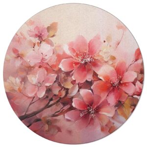 flower painted area rug carpet for kids teen girls boys bedroom, living room, washable outdoor indoor accent throw runner floor mat area+rug modern abstract blush pink watercolor 4ft(round)