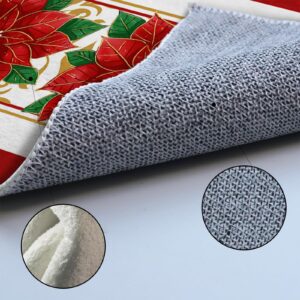 Christmas Area Rug Carpet for Kids Teen Girls Boys Bedroom, Living Room, Washable Outdoor Indoor Accent Throw Runner Floor Mat Area+Rug European Classic Red Winter Flower Berry 3FT(Round)