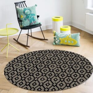 Abstract Contemporary Area Rug Carpet for Kids Teen Girls Boys Bedroom, Living Room, Washable Outdoor Indoor Accent Throw Runner Floor Mat Area+Rug Solid Minimalist Geometric 6FT(Round)