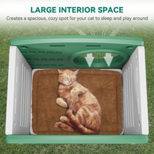 YITAHOME Cat Bed for Indoor Cats, Cube House with Cat Scratching Board, Double Resin Cat Cave Beds, Large Covered Cat Cube Condo, Cat Hideaway for Multiple Cats, 220lbs Load Capacity, Water Resistant