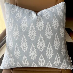 VAGMINE Block Printed Decorative Square Accent Throw Pillow Cover - Sofa, Chair, Couch, Living Room, Bedroom, Farmhouse Home Decor - Block Booti-Robins Egg, 24x24 Inches