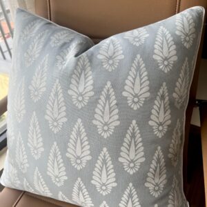 VAGMINE Block Printed Decorative Square Accent Throw Pillow Cover - Sofa, Chair, Couch, Living Room, Bedroom, Farmhouse Home Decor - Block Booti-Robins Egg, 24x24 Inches