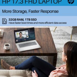 HP 17.3 Laptop, 2023 Best Laptop for Working, 17.3" FHD Display, Intel Core i5 1335U Processor up to 4.6GHz, 32GB RAM, 1TB SSD, Intel Iris Xe Graphics, Wi-Fi 6, Backlit Keyboard, Windows 11 Home