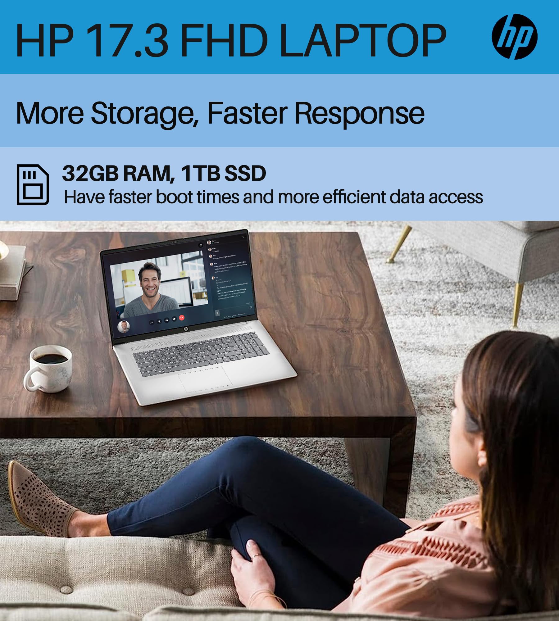 HP 17.3 Laptop, 2023 Best Laptop for Working, 17.3" FHD Display, Intel Core i5 1335U Processor up to 4.6GHz, 32GB RAM, 1TB SSD, Intel Iris Xe Graphics, Wi-Fi 6, Backlit Keyboard, Windows 11 Home