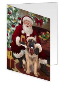 red santa german shepherd dog special holiday greeting cards - adorable pets invitation cards with envelopes - pet artwork christmas greeting cards gcd3155 (50 greeting card)