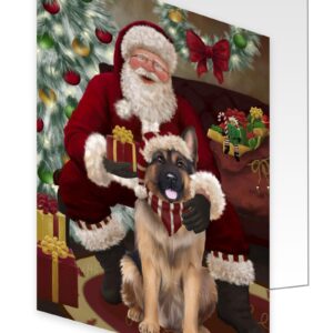 Red Santa German Shepherd Dog Special Holiday Greeting Cards - Adorable Pets Invitation Cards with Envelopes - Pet Artwork Christmas Greeting Cards GCD3155 (50 Greeting Card)