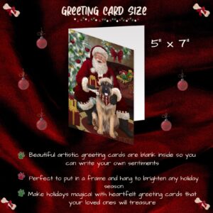 Red Santa German Shepherd Dog Special Holiday Greeting Cards - Adorable Pets Invitation Cards with Envelopes - Pet Artwork Christmas Greeting Cards GCD3155 (50 Greeting Card)