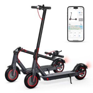 ridwind electric scooter adults, 500w peak motor, 20 miles range, 15.5mph escooter, 8.5" tires, dual braking system, portable folding commuting scooter electric for adults teens with app control