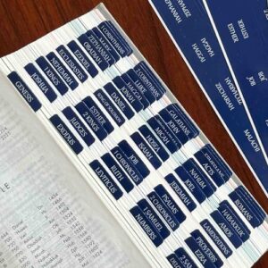 laminated bible tabs, reposition large print stickers, easy to read and apply bible tabs for women and man (sapphire blue)