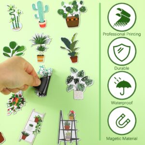 Copkim 32 Pieces Bulk Plant Fridge Magnets Cute Monstera Cactus Refrigerator Magnets Office School Whiteboard Magnet Christmas Plant Lover Gifts Green Vibrant Decoration