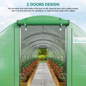 YITAHOME 26x10x6.5ft Greenhouse Large Heavy Duty Tunnel Green Houses Outdoor Plant Gardening Upgraded Galvanized Steel Frame Zipper Doors 7 Crossbars Garden, Green