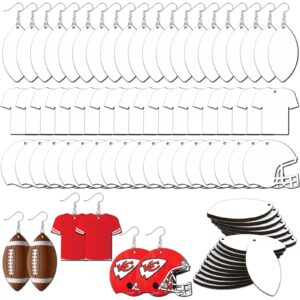 whaline 54pcs sublimation blank football helmet shirt earrings bulk heat transfer sublimation mdf earrings with earring hooks and jump rings for women jewelry diy crafts making supplies