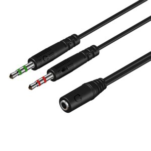 headphone splitter for pc 3.5mm female to dual 3.5mm male mic audio stereo jack y splitter cable headphone adapter aux cord, suit for smartphone/gaming headset to dual-jack pc desktop computer laptop