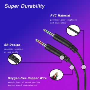 Headphone Splitter for PC 3.5mm Female to Dual 3.5mm Male Mic Audio Stereo Jack Y Splitter Cable Headphone Adapter Aux Cord, Suit for Smartphone/Gaming Headset to Dual-Jack PC Desktop Computer Laptop