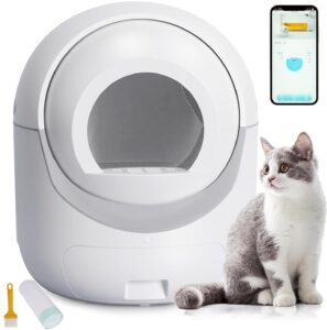 self-cleaning cat litter box, new model anti-pinch automatic box for multiple cats, safety large cat litter box, wifi-2.4g/app control, smart health monitor, easy clean (white)