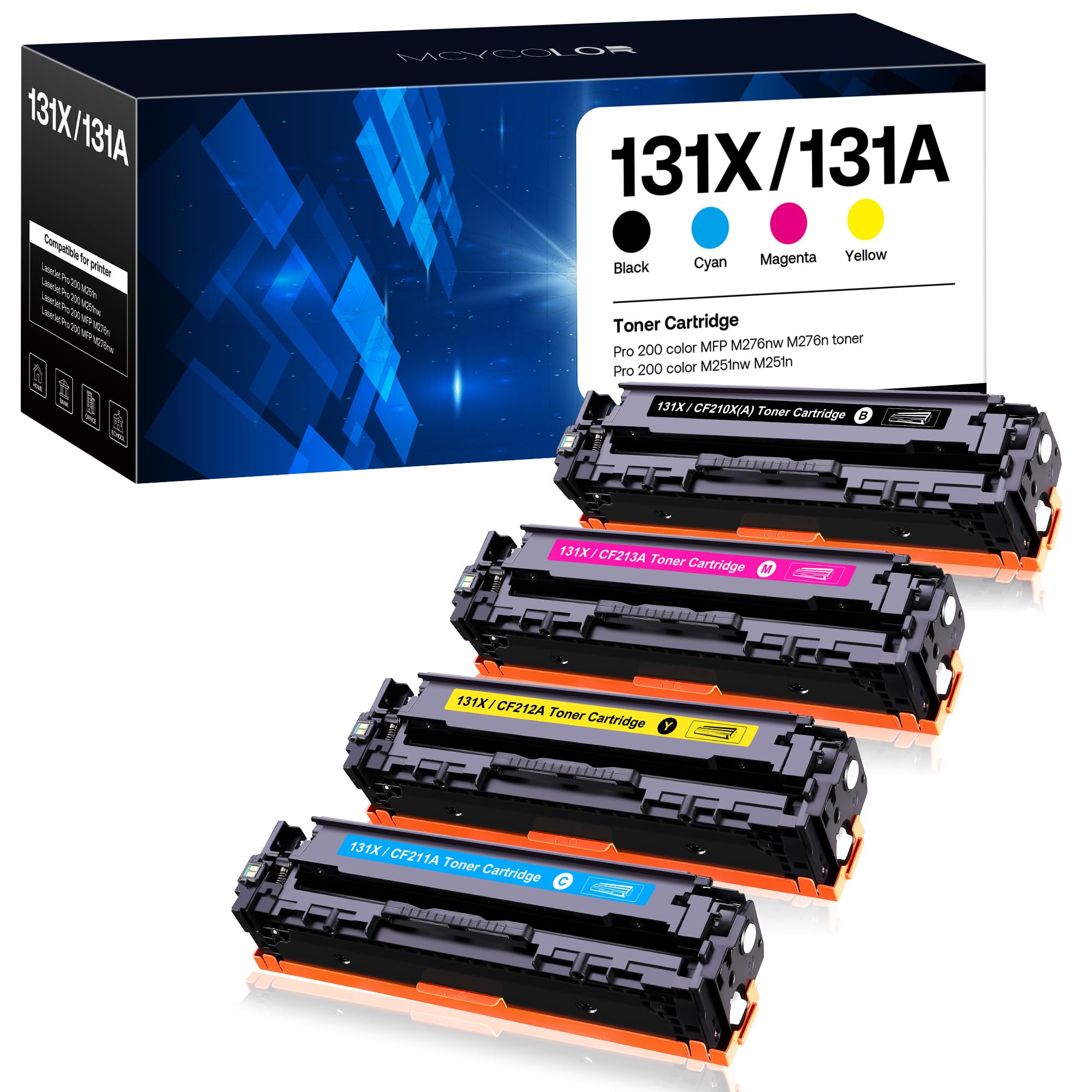 131X 131A Compatible Toner Cartridge 4-Pack, Replacement for HP 131X Toner