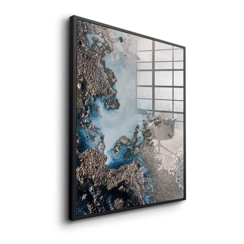 Acrylic Glass Picture Sea of Secrets Beige Abstract Art Modern Art Size 80 x 60 cm Silver