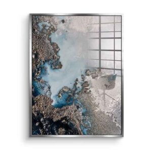 acrylic glass picture sea of secrets beige abstract art modern art size 80 x 60 cm silver