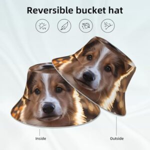 Reflective Bucket Hat Uv Protection Hat Fishing Hat Outdoor Summer Beach Sun Hat Unisex Trendy Dogs and Roses Prints