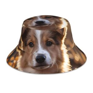 Reflective Bucket Hat Uv Protection Hat Fishing Hat Outdoor Summer Beach Sun Hat Unisex Trendy Dogs and Roses Prints