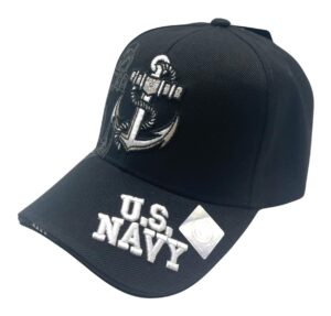 us navy official licensed premium quality military baseball cap (us, alpha, one size, black anchor logo)