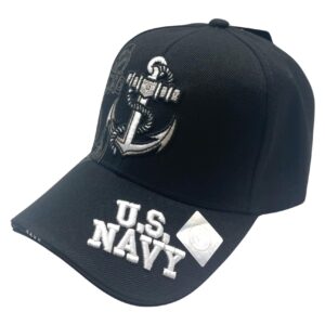 US Navy Official Licensed Premium Quality Military Baseball Cap (US, Alpha, One Size, Black Anchor Logo)