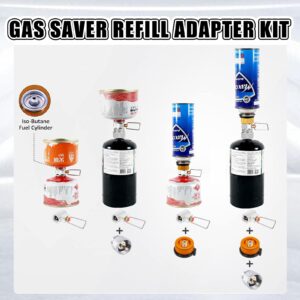 RULLINE Gas Refill Adapter Kit for Camping Stoves - EN417 Lindal Valve Canister Refill Adapter Set for Propane/Isobutane/Butane Gas Tanks - Backpacking Stove Refill Valve with 3 PCS Adapters