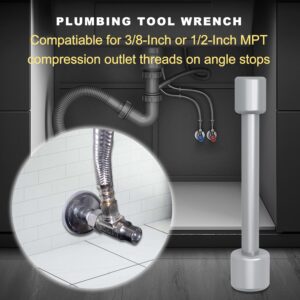 Holdly Plumbing Tools Angle Stop Wrench Kit, Angle-on Wrench Professional Plumber Wrench Tools for Installing New Compression Angle Stop and Removing the Compression Ring