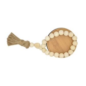 COHEALI Wooden Beads Decor Tassel Country Beads Decorative Tassel Farmhouse Beads Drape Tiebacks Fastener White Decorations Farmhouse Wall Decor Home Decor Curtain Rope White Border Bamboo