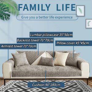 LOBALU Funny Fuzzy Sofa Cover - Simple Striped Chenille Anti-Scratch Couch Cover, Towel Mattress Protector Furniture Protector Washable Anti-Slip Sofa Cover (Orange,Pillow/17.7 * 17.7Inch)