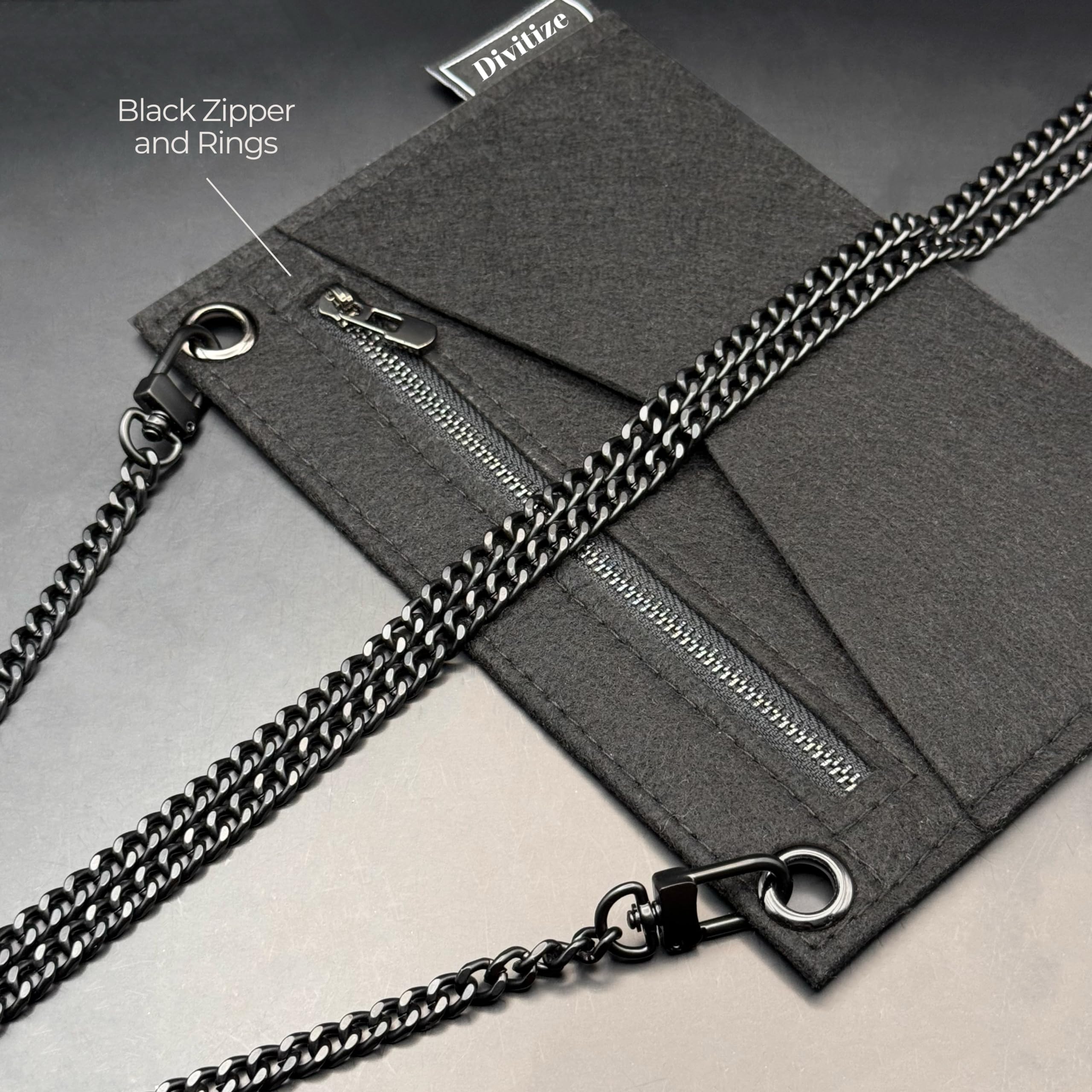 Divitize Purse Insert compatible with Envelope Clutch Insert with Chain, Cassandra Clutch Insert with Matte Black Chain, Monogram Clutch Conversion Kit Wallet on Chain