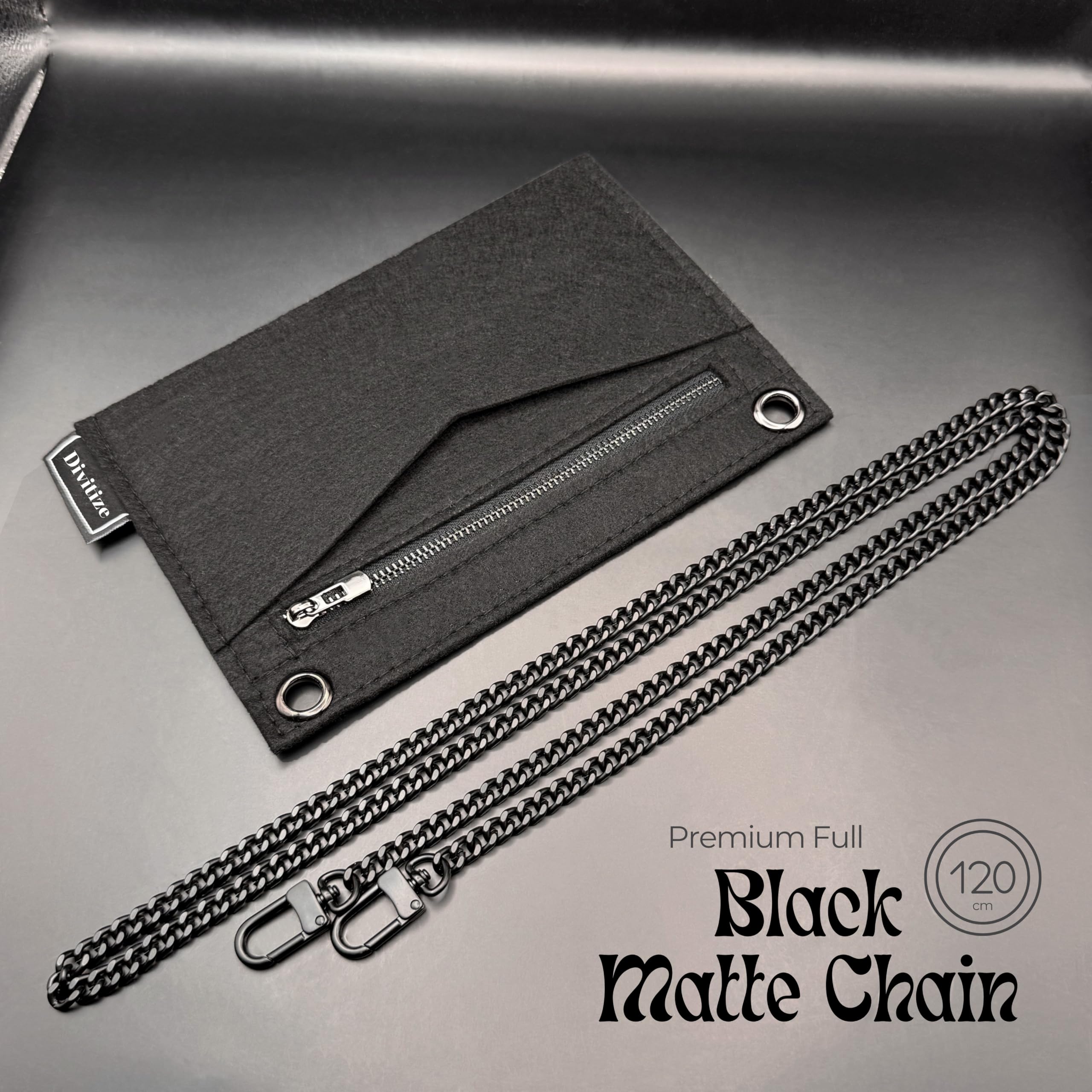 Divitize Purse Insert compatible with Envelope Clutch Insert with Chain, Cassandra Clutch Insert with Matte Black Chain, Monogram Clutch Conversion Kit Wallet on Chain