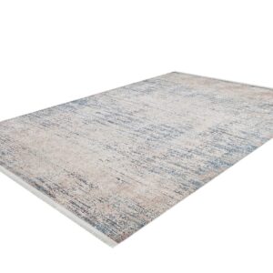 BESPOKY 3'11" x 6'7" - 120 x 200 Cm Caman Blue Modern Cotton Machine Washable Non Slip Living Room Bedroom Nursery Hallway Indoor Outdoor Area Rug