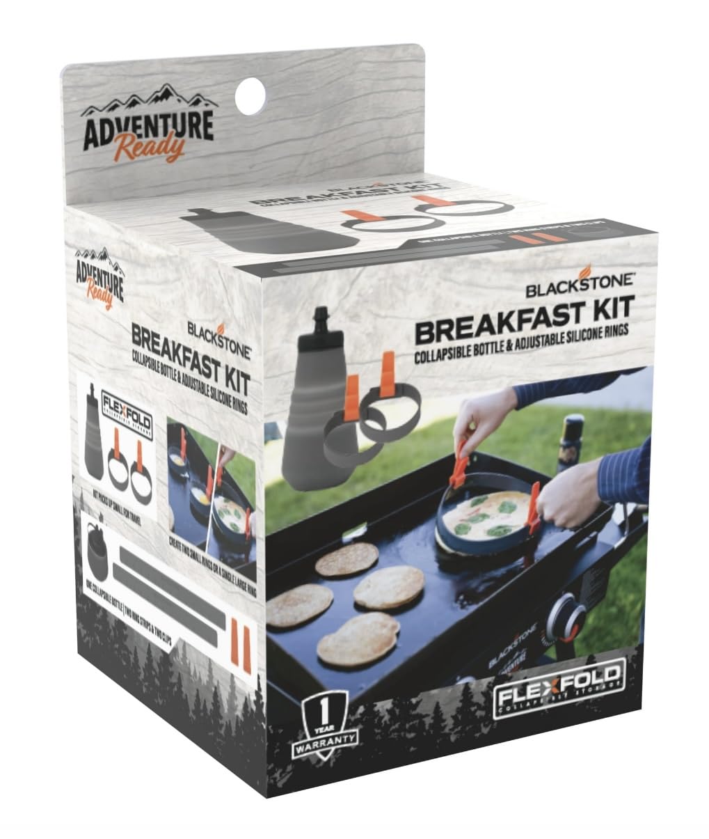 Blackstone AR 32 Ounce Collapsible Silicone Griddle Breakfast Tool Set with Heat Resistant Silicone Construction (4.65 x 4.65 x 6.85 Inches)