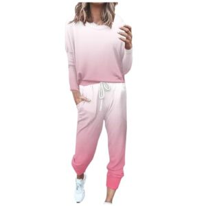 jmmslmax jogger sets for women 2 piece long pants crew neck long sleeve shirts drawstring sweatpants pocket soft lounge sets