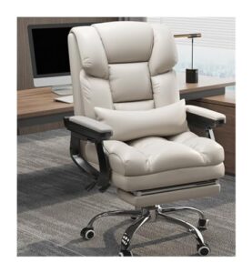 home office desk chairs, swivel chair leather comfortable latex cushion ergonomic business computer office gaming lift swivel chair (color : white)